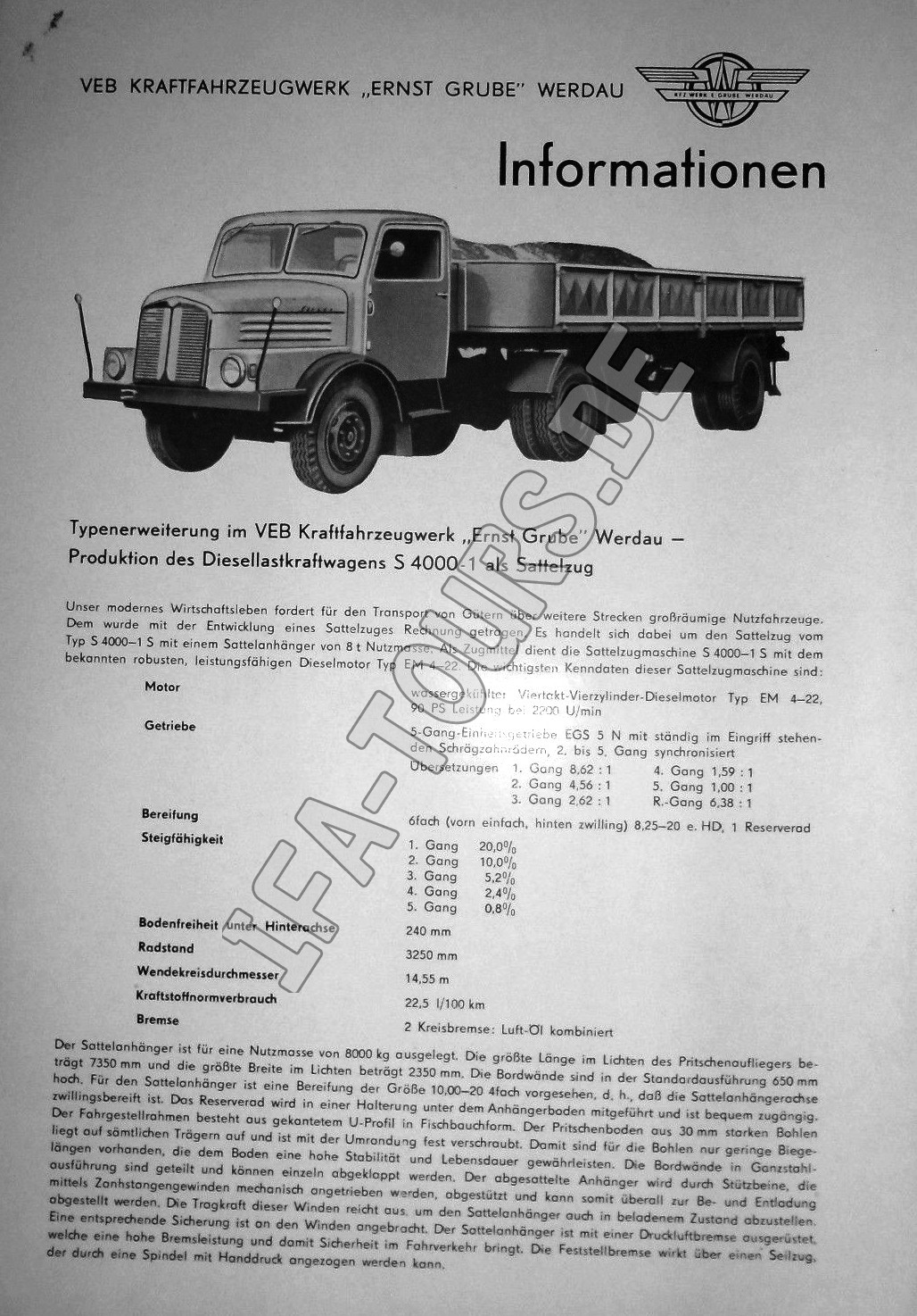 IFA LKW S4000 Sattelzug - IFA-Tours